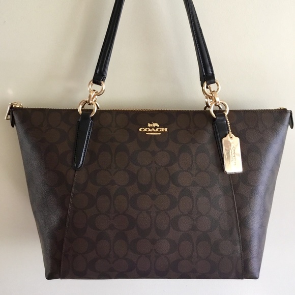 Coach | Bags | Coach Ava Tote In Signature Brownblack Nwt | Poshmark